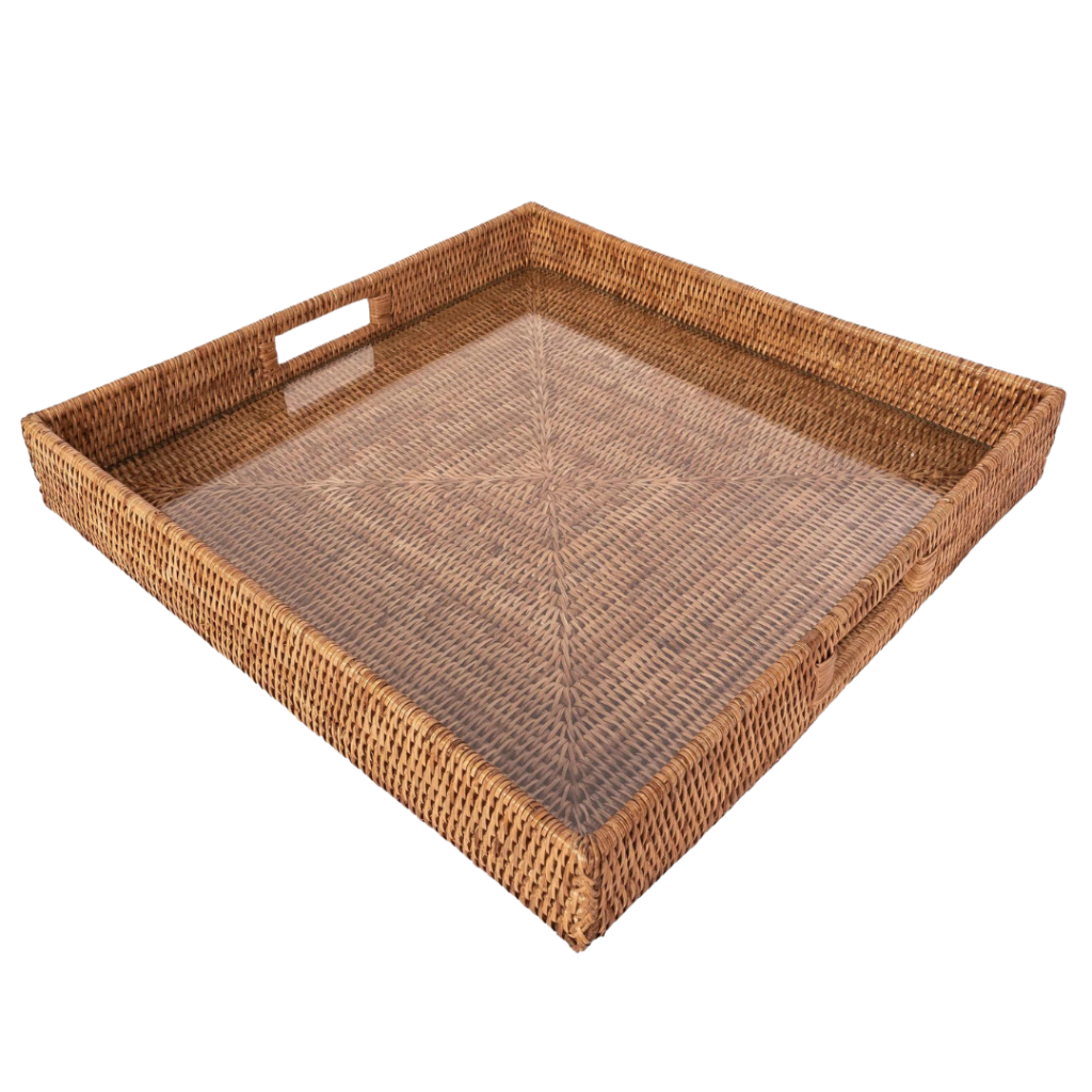 18" Square Tray With Glass