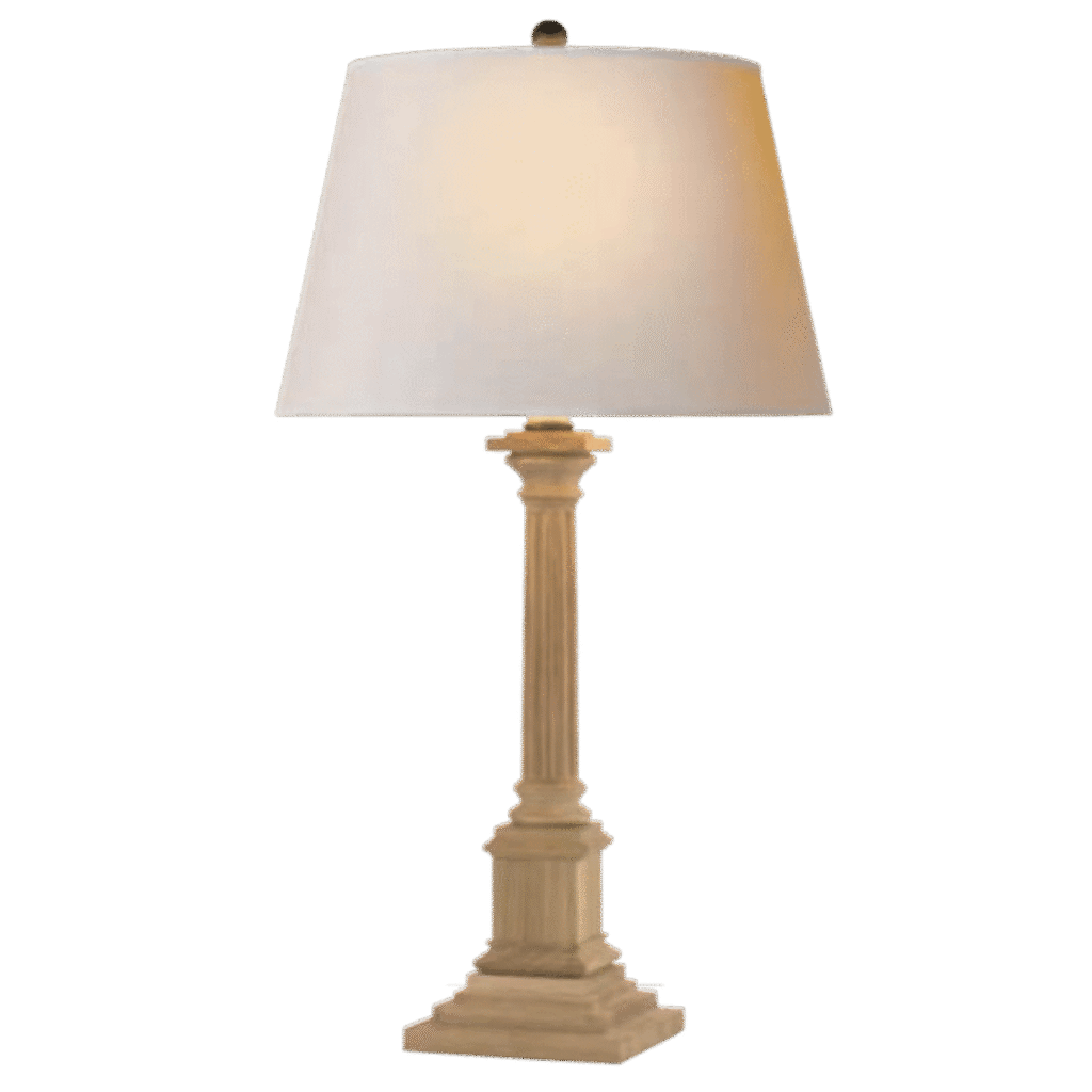 Oak Column Table Lamp